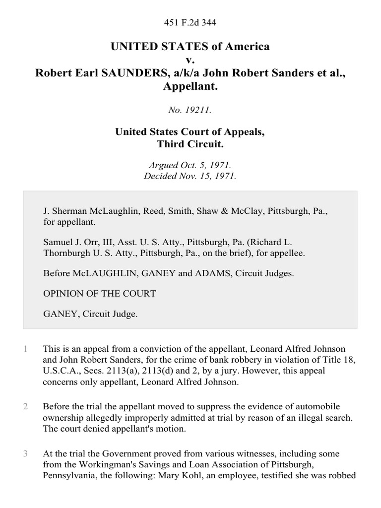United States v. Robert Earl Saunders, A/K/A John Robert Sanders, 451 F ...