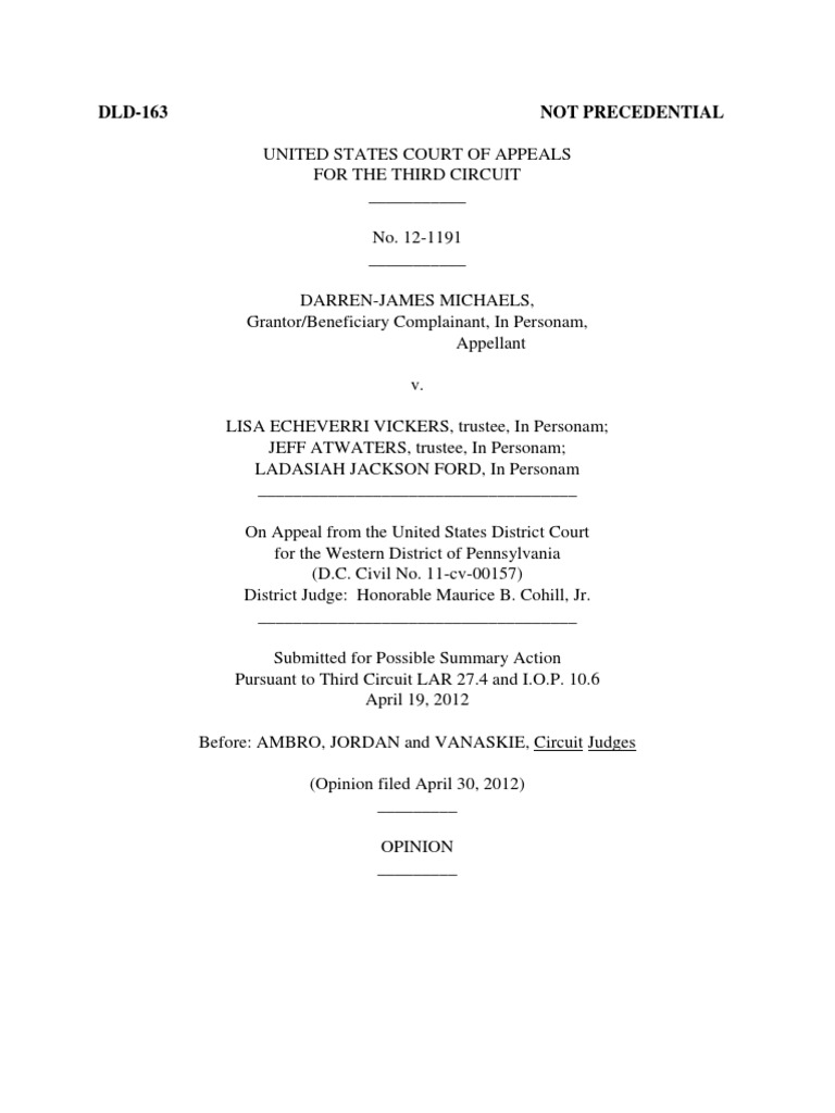 Darren - James Michaels v. Lisa Vickers, 3rd Cir. (2012) | PDF ...
