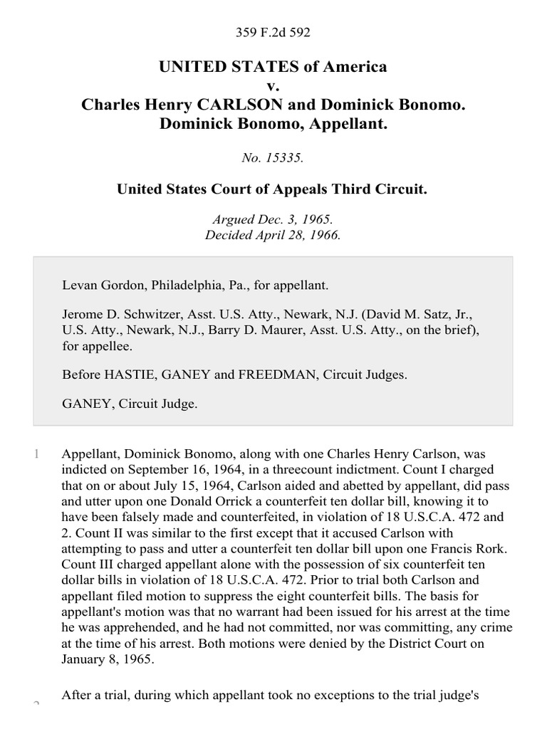 United States v. Charles Henry Carlson and Dominick Bonomo. Dominick ...