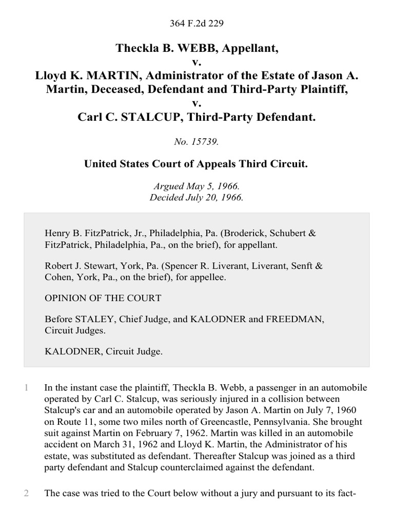 Theckla B. Webb v. Lloyd K. Martin, Administrator of The Estate of ...