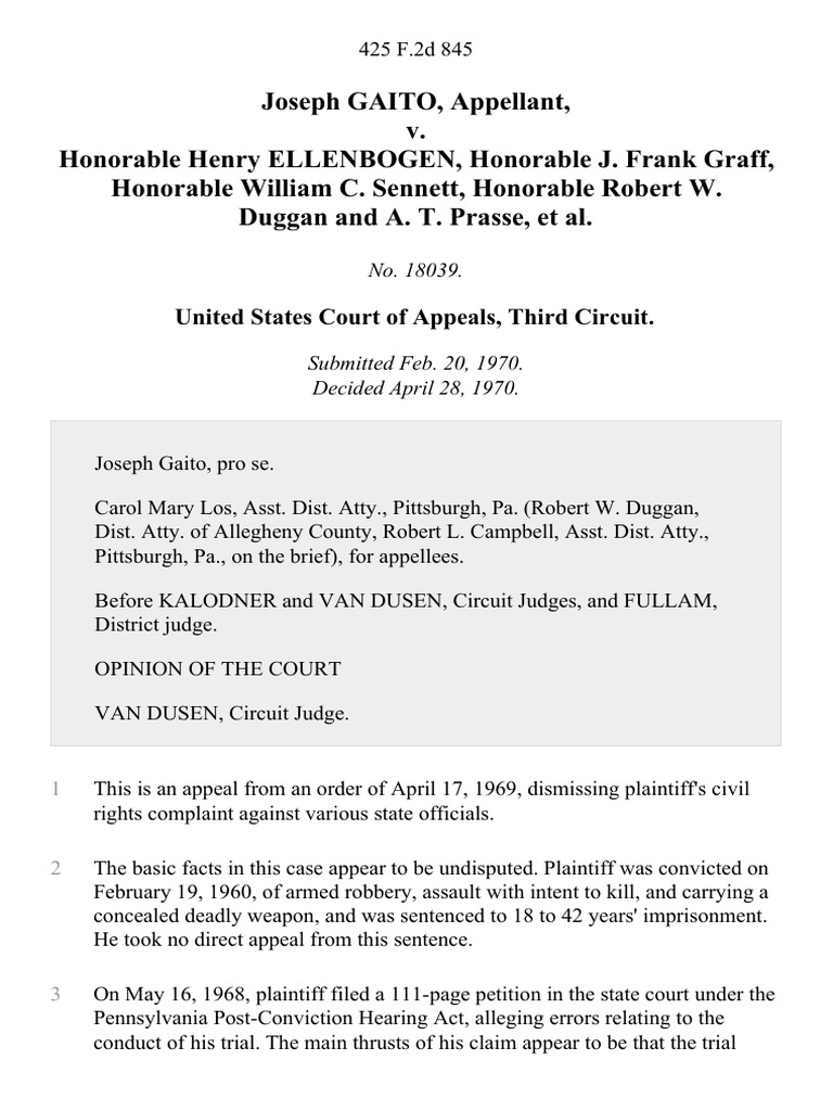 Joseph Gaito v. Honorable Henry Ellenbogen, Honorable J. Frank Graff ...