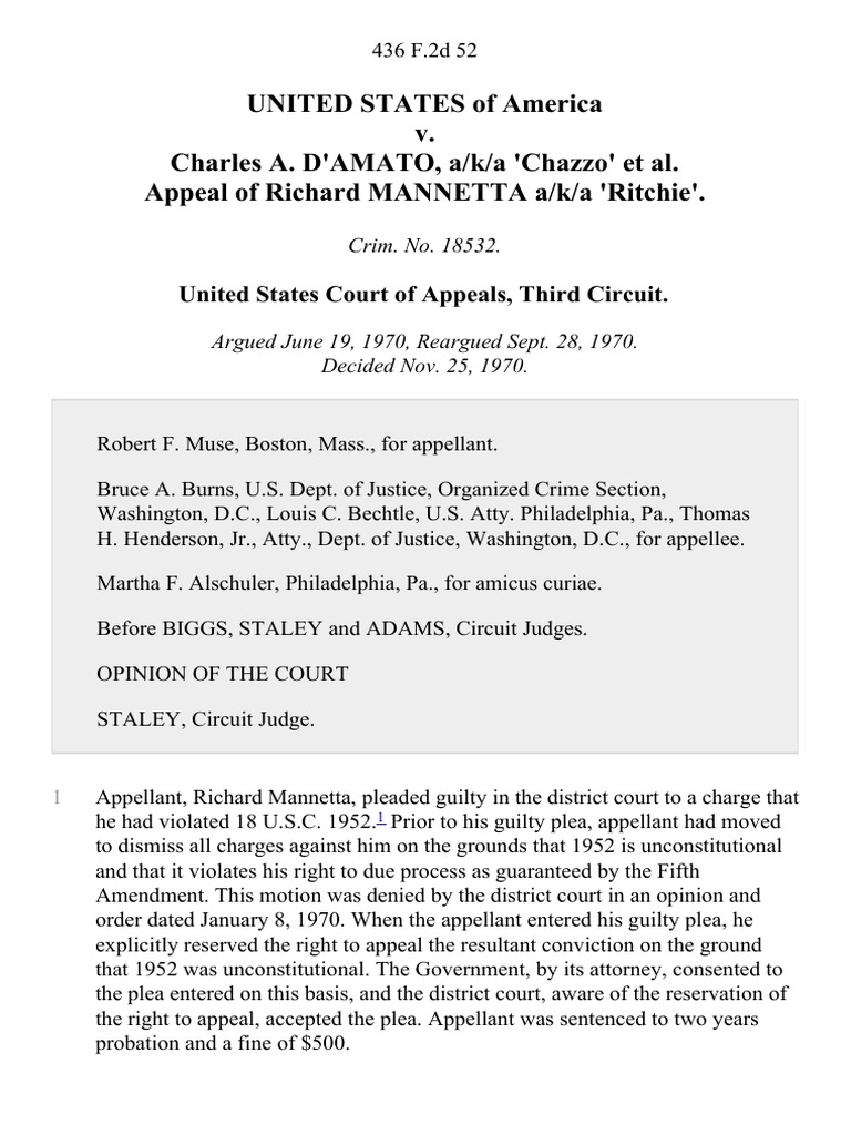 United States v. Charles A. D'amato, A/K/A 'Chazzo' Appeal of Richard ...