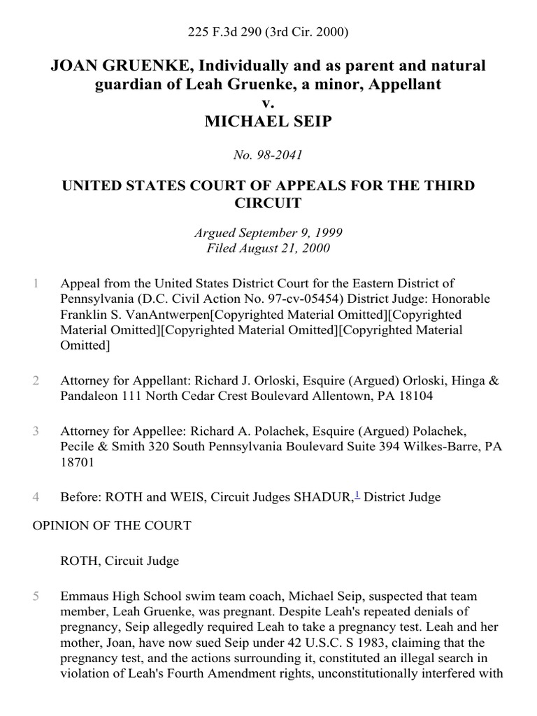 Joan Gruenke, Individually and As Parent and Natural Guardian of Leah ...