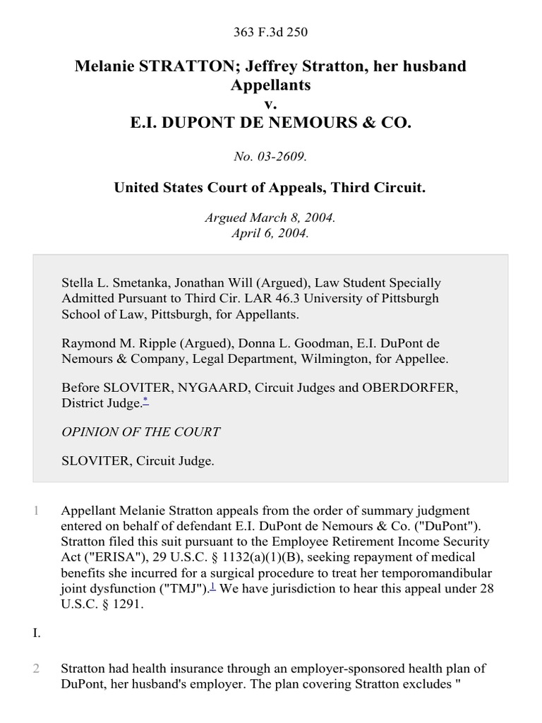 Melanie Stratton Jeffrey Stratton, Her Husband v. E.I. Dupont de ...