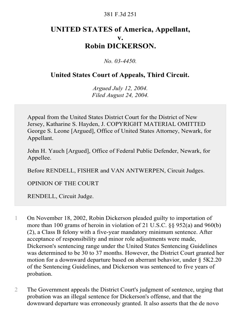 UNITED STATES of America, Appellant, v. Robin Dickerson | PDF | United ...