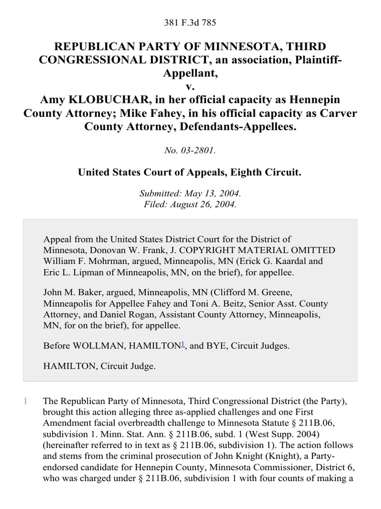 United States Court of Appeals, Eighth Circuit | PDF | Overbreadth ...