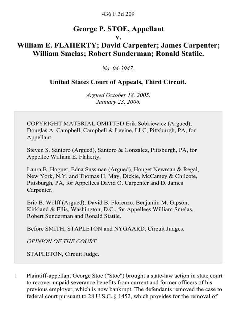 George P. Stoe v. William E. Flaherty David Carpenter James Carpenter ...