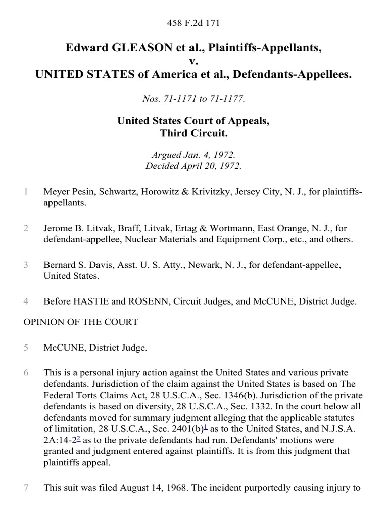 Edward Gleason v. United States of America, 458 F.2d 171, 3rd Cir ...