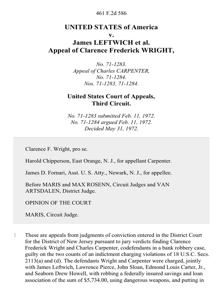 United States v. James Leftwich Appeal of Clarence Frederick Wright ...