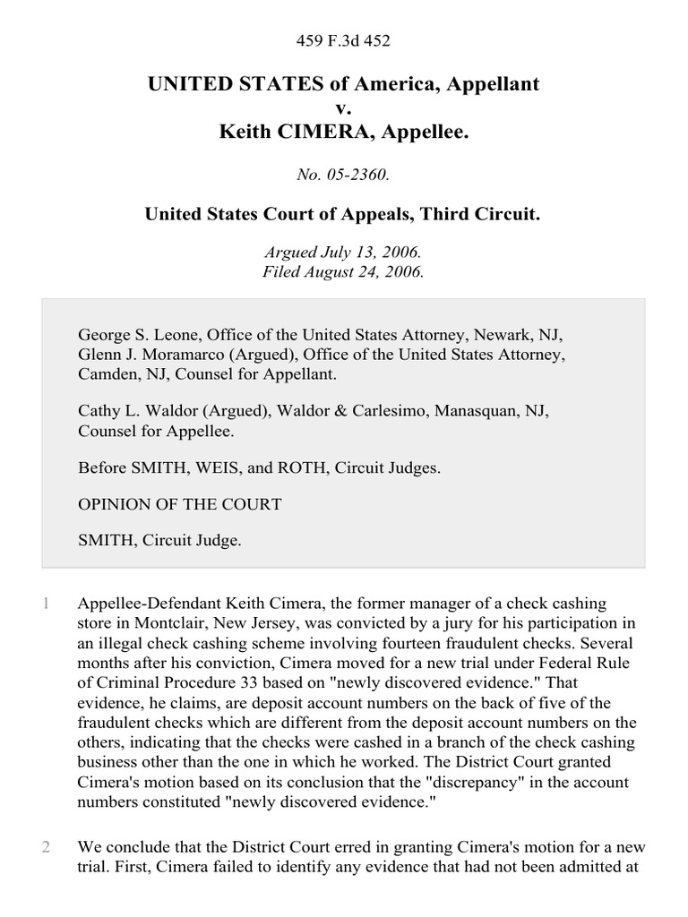 Third Circuit Reverses New Trial for Cimera | PDF | Evidence (Law ...