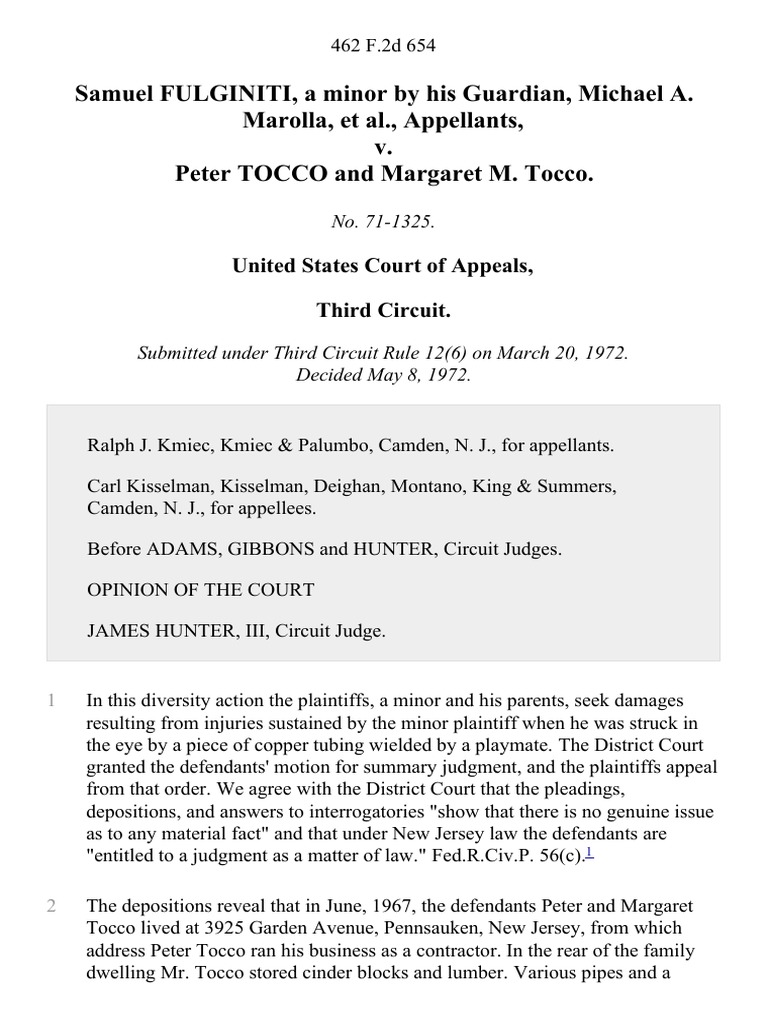 Samuel Fulginiti, A Minor by His Guardian, Michael A. Marolla v. Peter ...