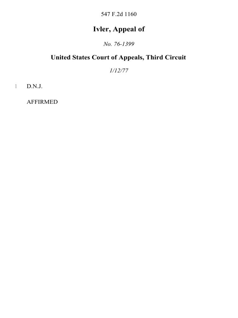 Ivler, Appeal Of, 547 F.2d 1160, 3rd Cir. (1977) | PDF