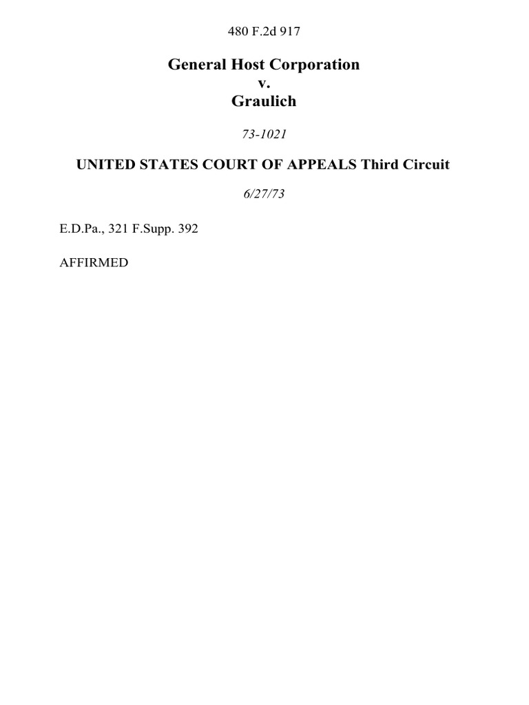 General Host Corporation v. Graulich, 480 F.2d 917, 3rd Cir. (1973 ...