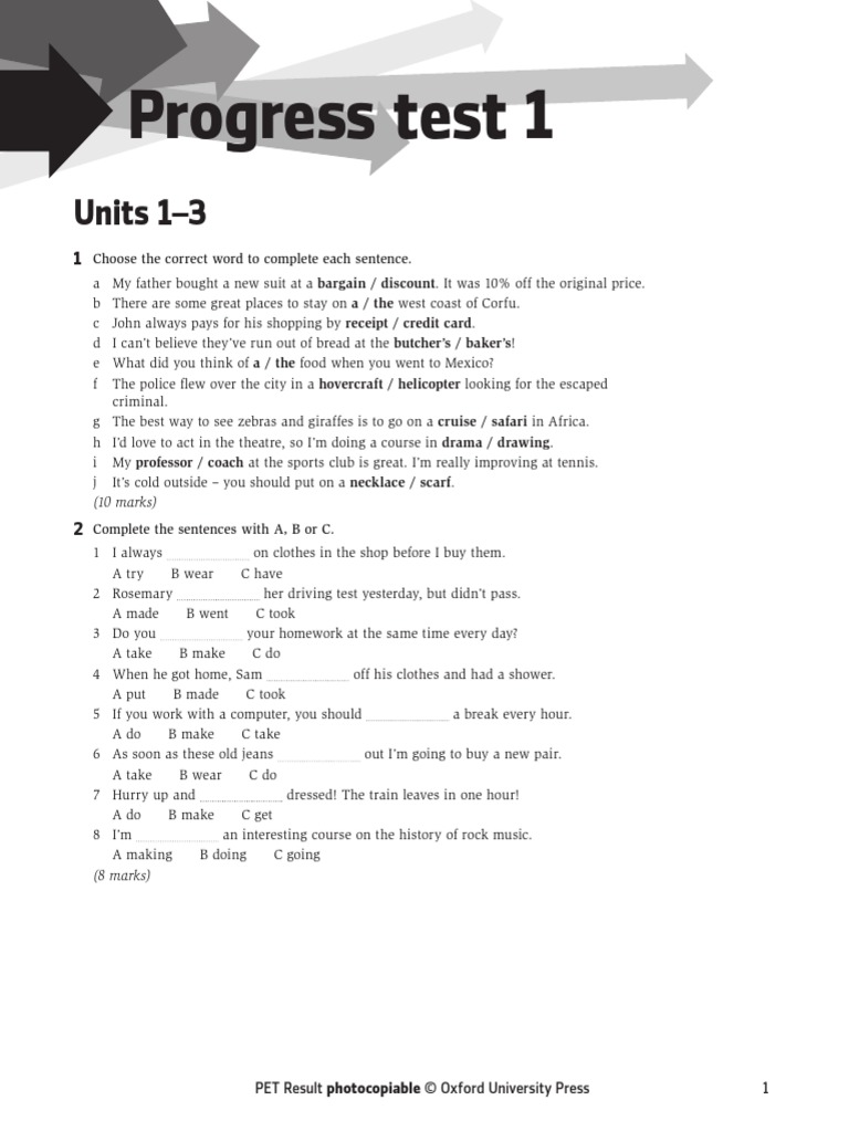 Progress Test Units 1-3 (WWW - Liber.ir) | PDF