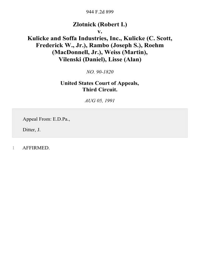 Zlotnick (Robert I.) v. Kulicke and Soffa Industries, Inc., Kulicke (C ...