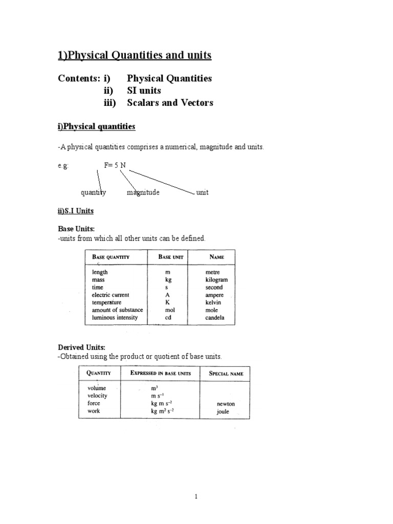 1) Physical Quantities and Units | PDF | Euclidean Vector | Velocity
