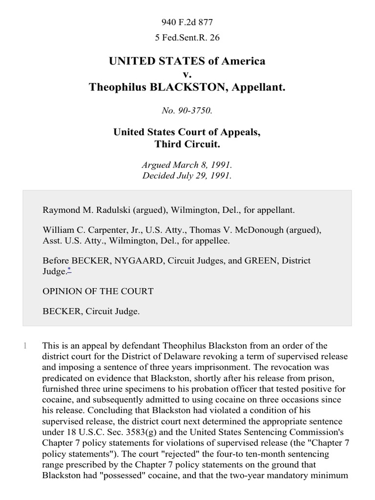 Appeal of Blackston's Supervised Release Revocation | PDF | United ...