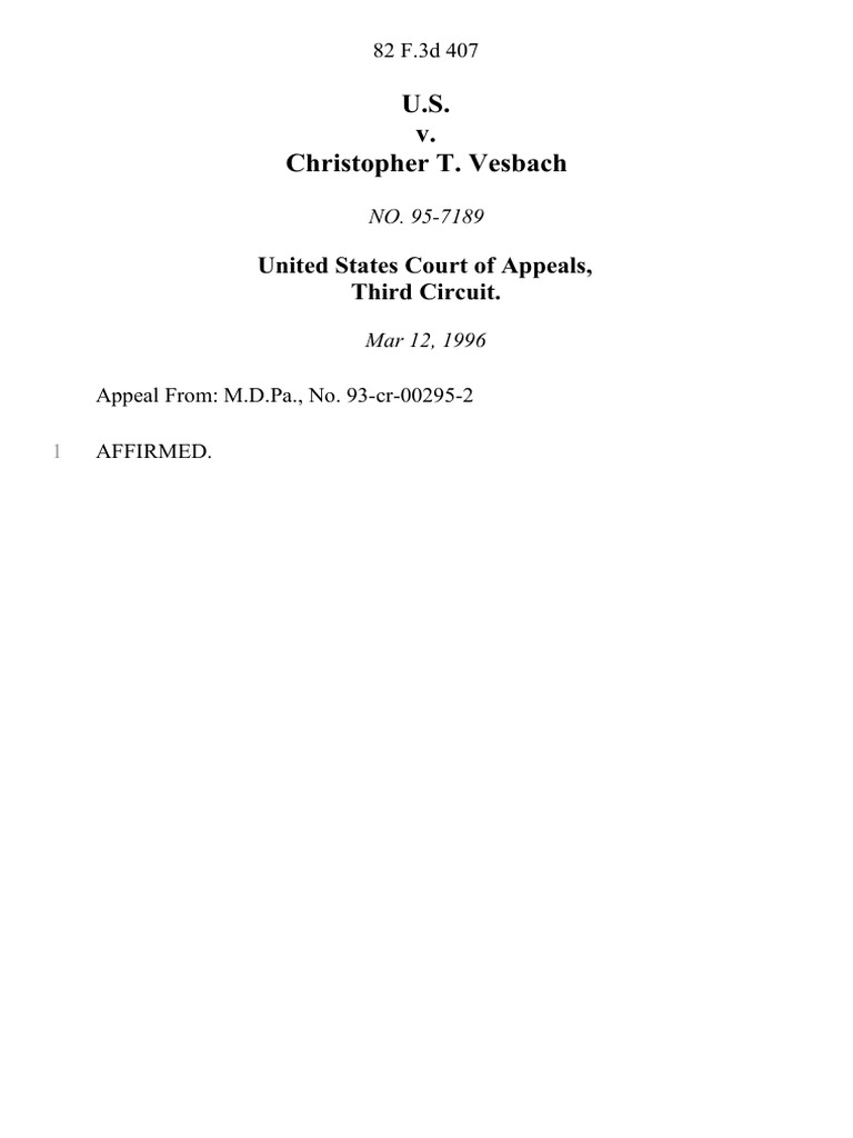 United States v. Christopher T. Vesbach, 82 F.3d 407, 3rd Cir. (1996) | PDF