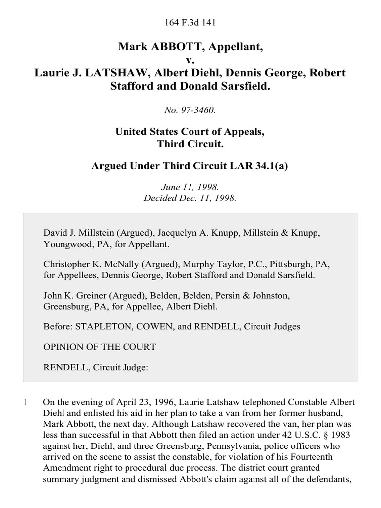 Mark Abbott v. Laurie J. Latshaw, Albert Diehl, Dennis George, Robert ...