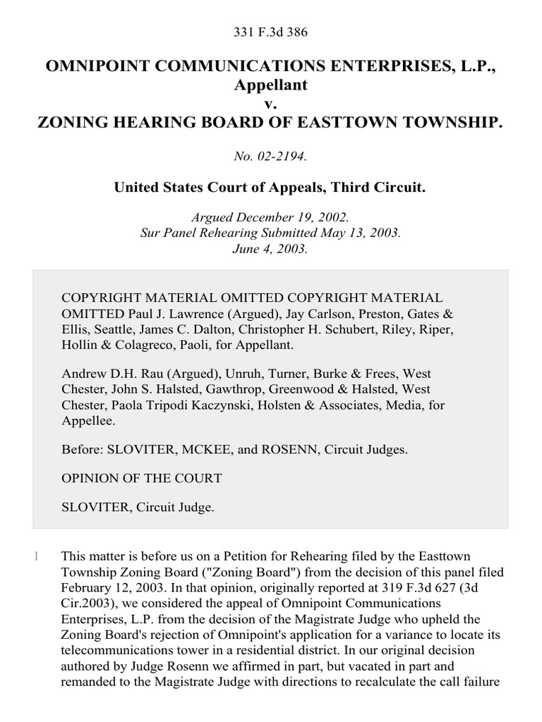 Omnipoint Communications Enterprises, L.P. v. Zoning Hearing Board of ...