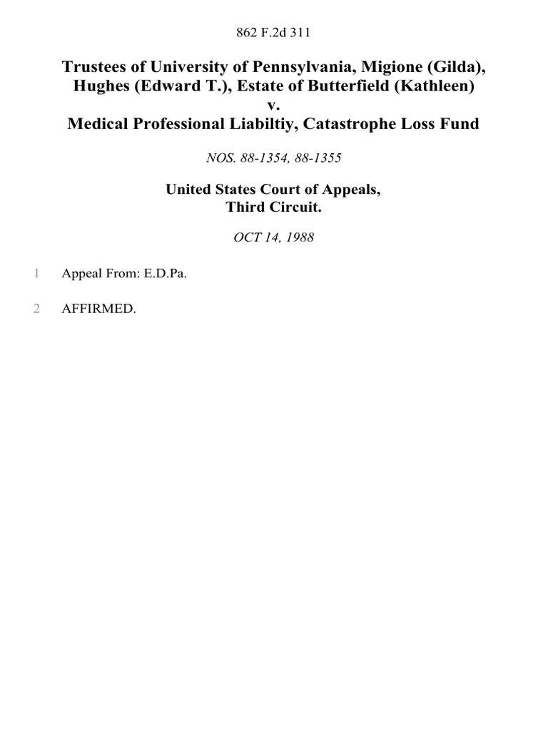 Trustees of University of Pennsylvania, Migione (Gilda), Hughes (Edward ...