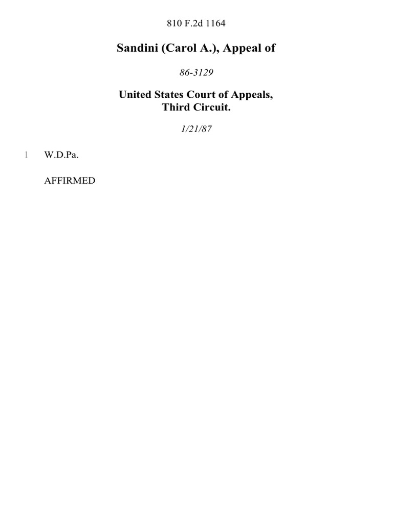 Sandini (Carol A.), Appeal Of, 810 F.2d 1164, 3rd Cir. (1987) | PDF