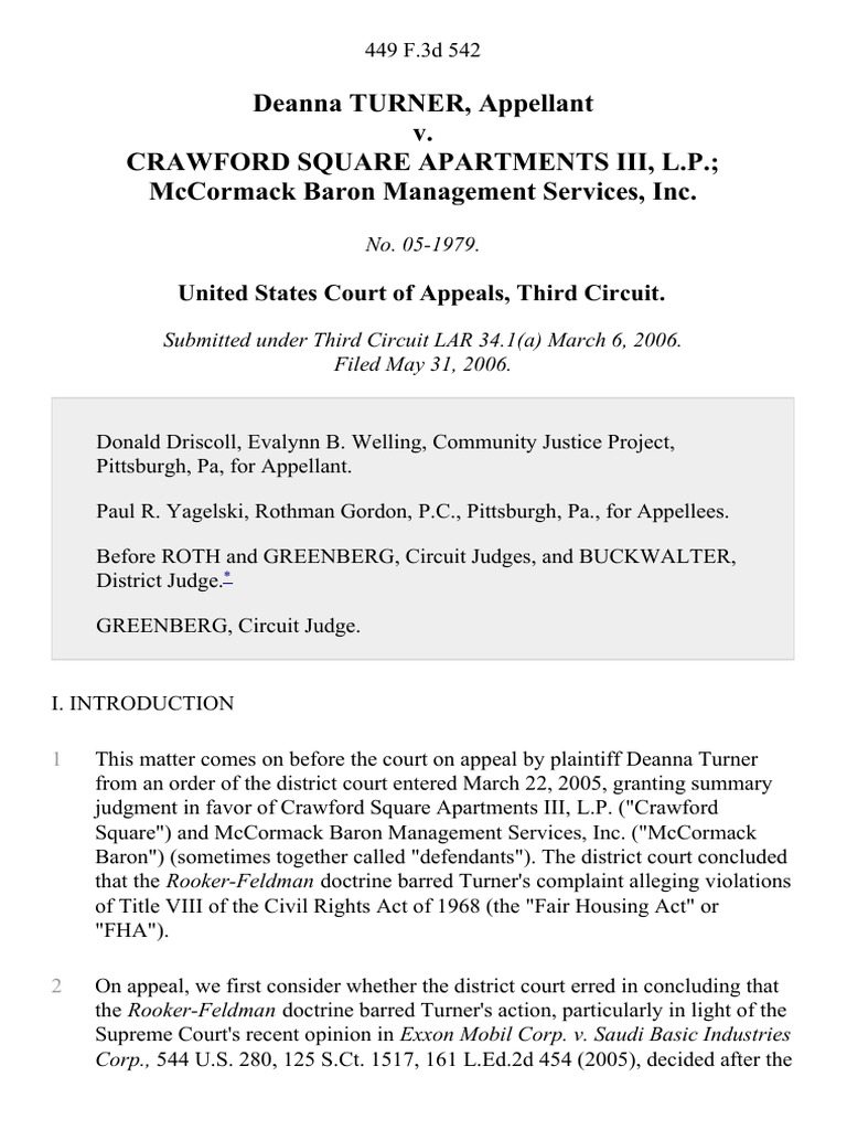 Deanna Turner v. Crawford Square Apartments Iii, L.P. McCormack Baron ...