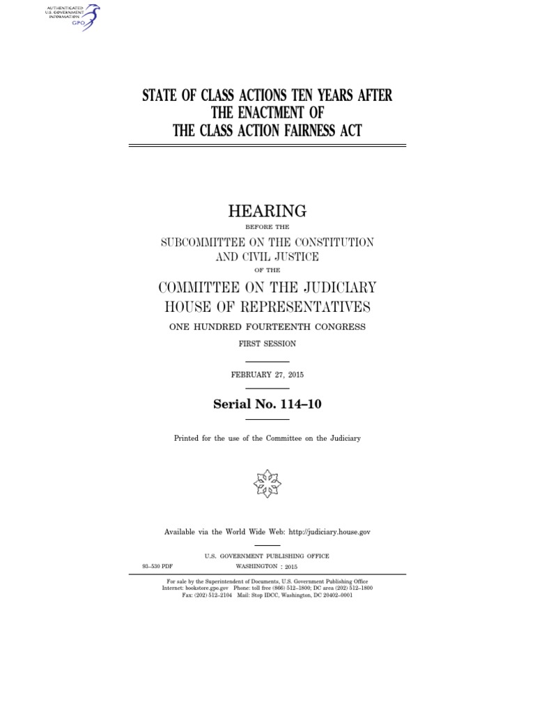 Class Actions Post-CAFA: 10-Year Review | PDF | Class Action | Standing ...