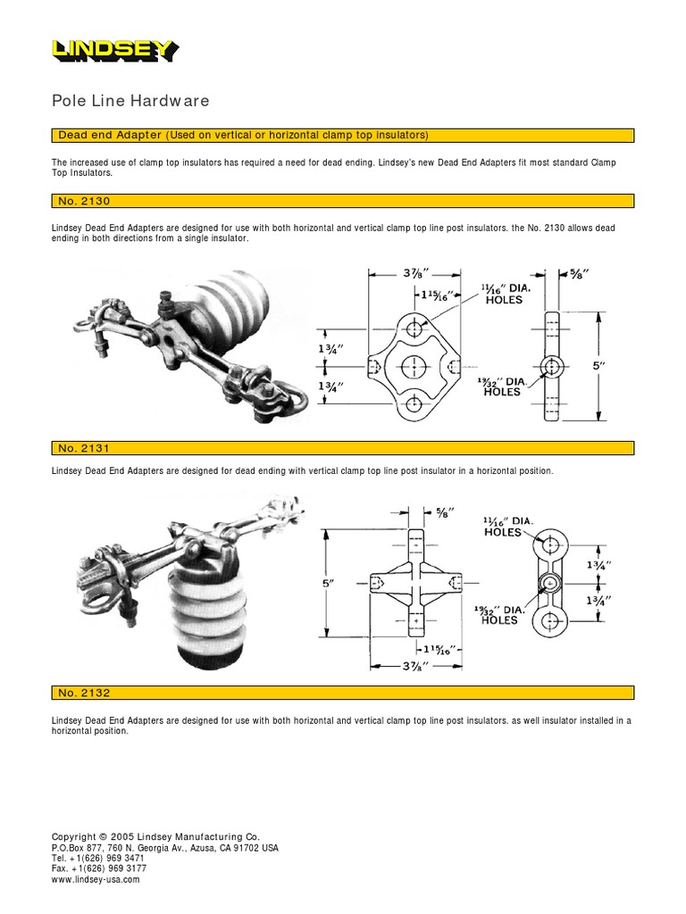 Pole Line Hardware Dead End Adapter | PDF