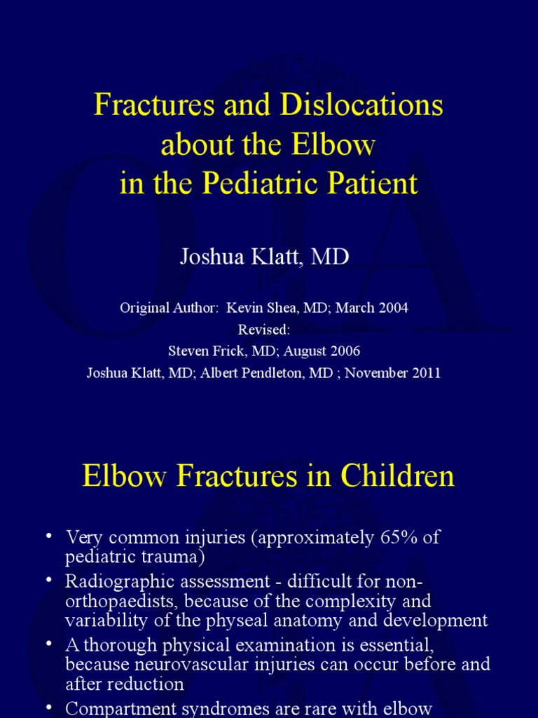 Pediatric Supracondylar Humerus Fractures | PDF | Elbow | Anatomical ...