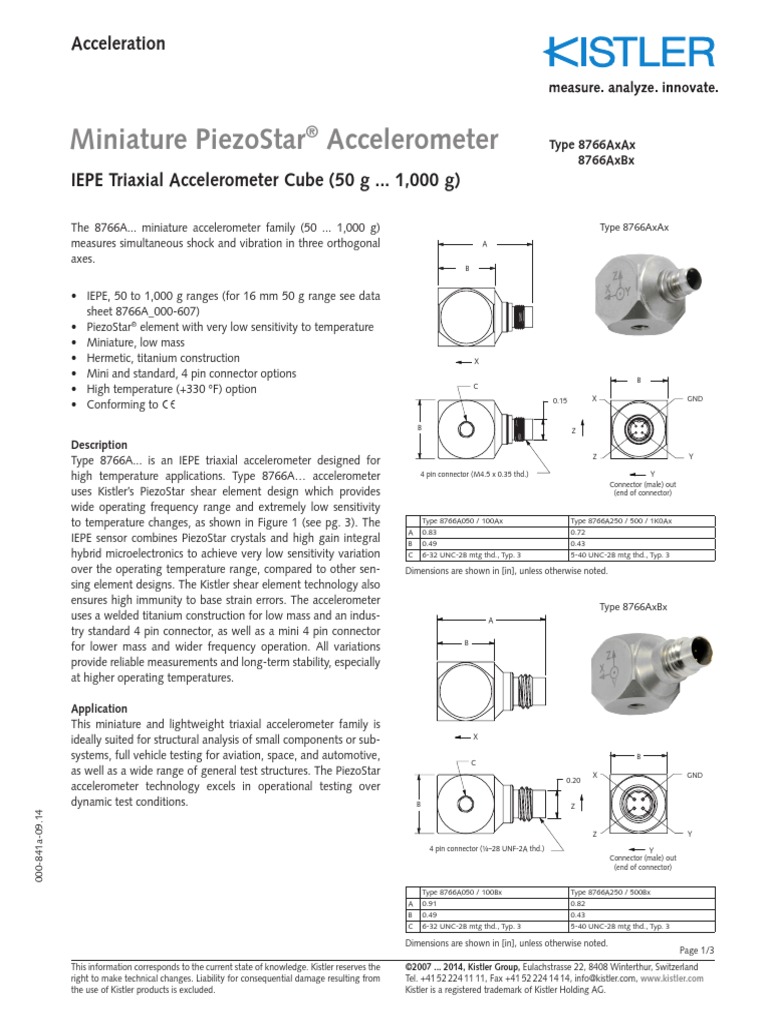 Kistler - Acelerômetro | PDF | Accelerometer | Electrical Connector
