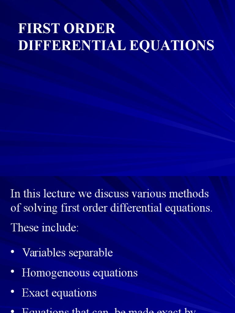 Solving First Order Differential Equations | PDF | Equations | Ordinary ...