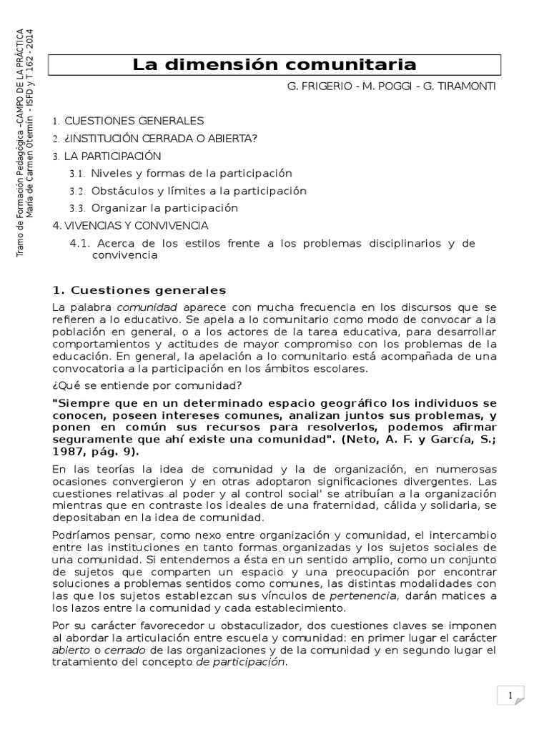 La Dimensión Comunitaria | PDF | Toma de decisiones | Institución