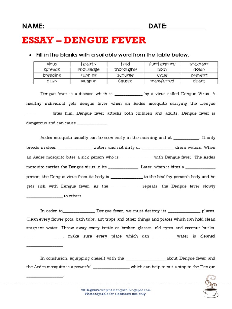 Essay - Dengue Fever: NAME: - DATE | PDF