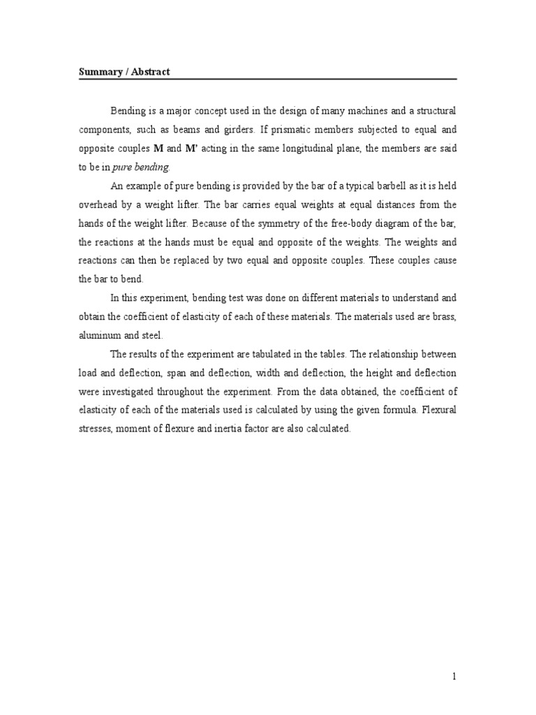 Summary / Abstract | PDF | Bending | Beam (Structure)