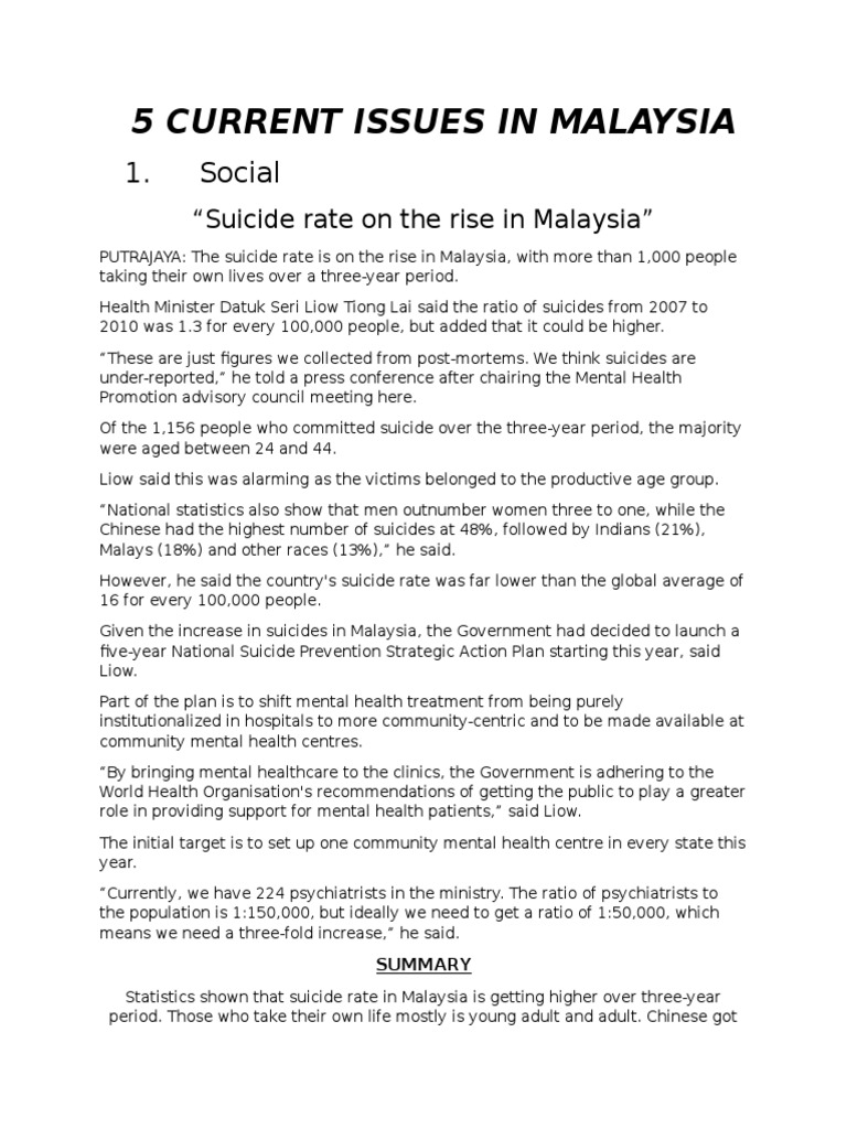 5 Current Issues in Malaysia | PDF | Malaysia | Mental Health