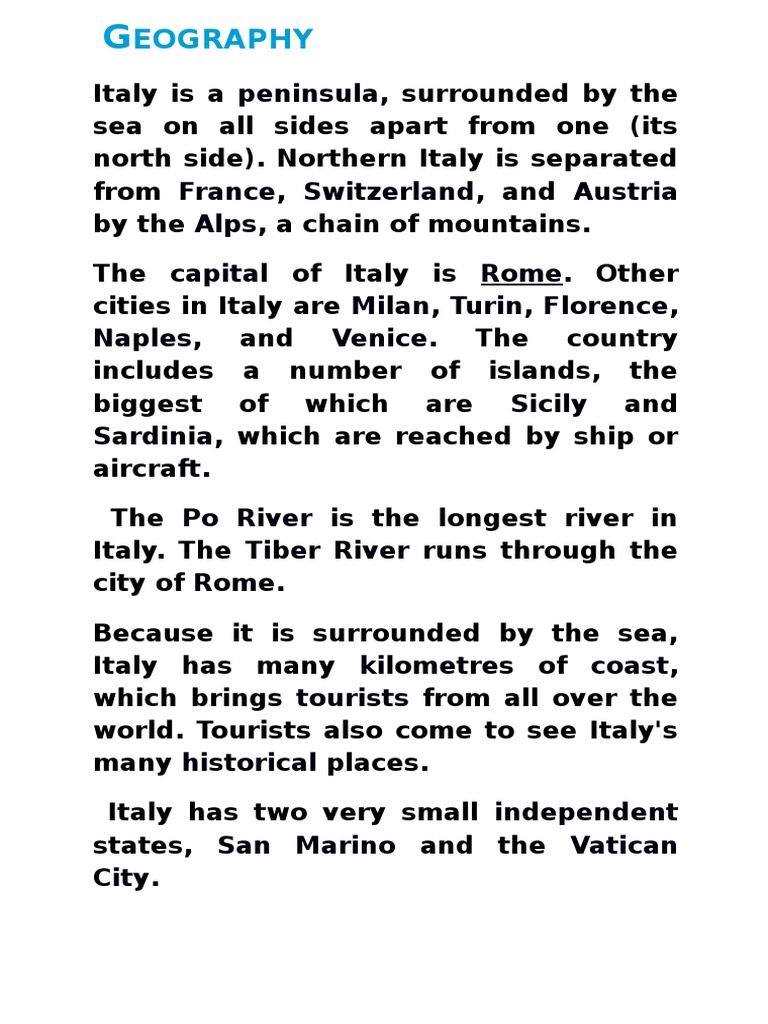 Geography | PDF | Italy | Rome