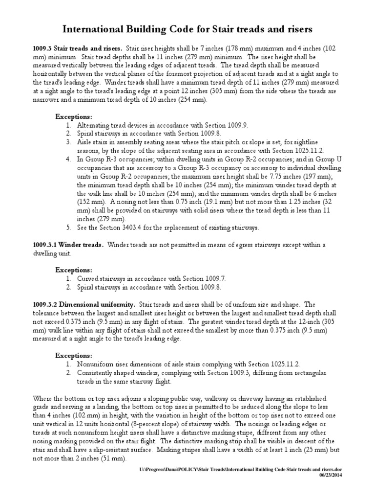 International Building Code Stair Treads Risers | PDF | Stairs ...