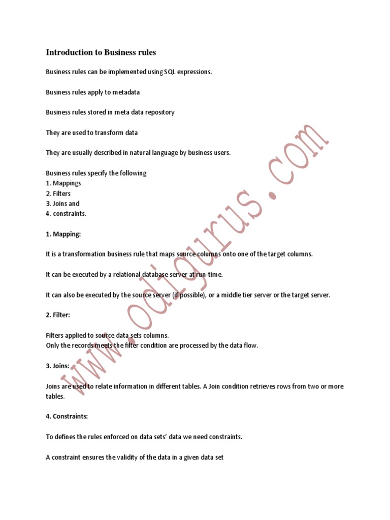 An Introduction to Business Rules for Data Transformation and ...