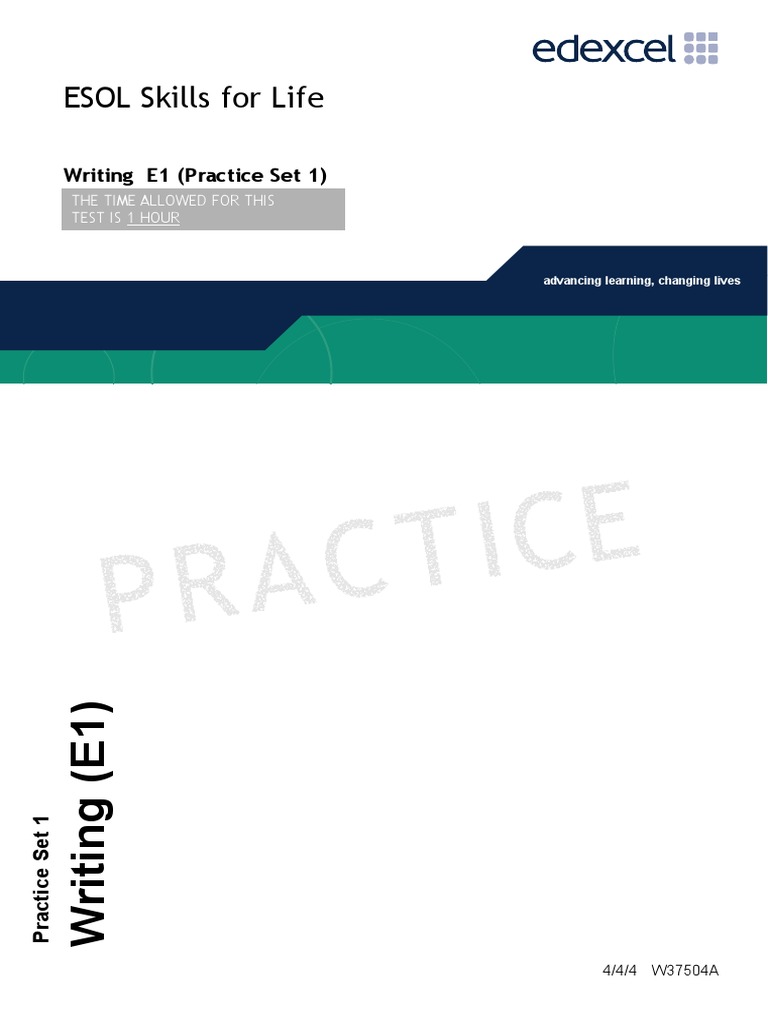 ESOL Writing Practice Set 1 E1 | PDF | English As A Second Or Foreign ...
