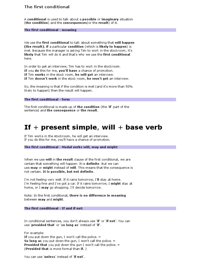 The First Conditional Form | PDF