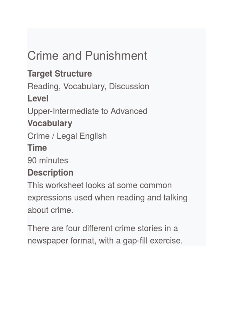Crime Vocabulary Worksheet for ESL | PDF