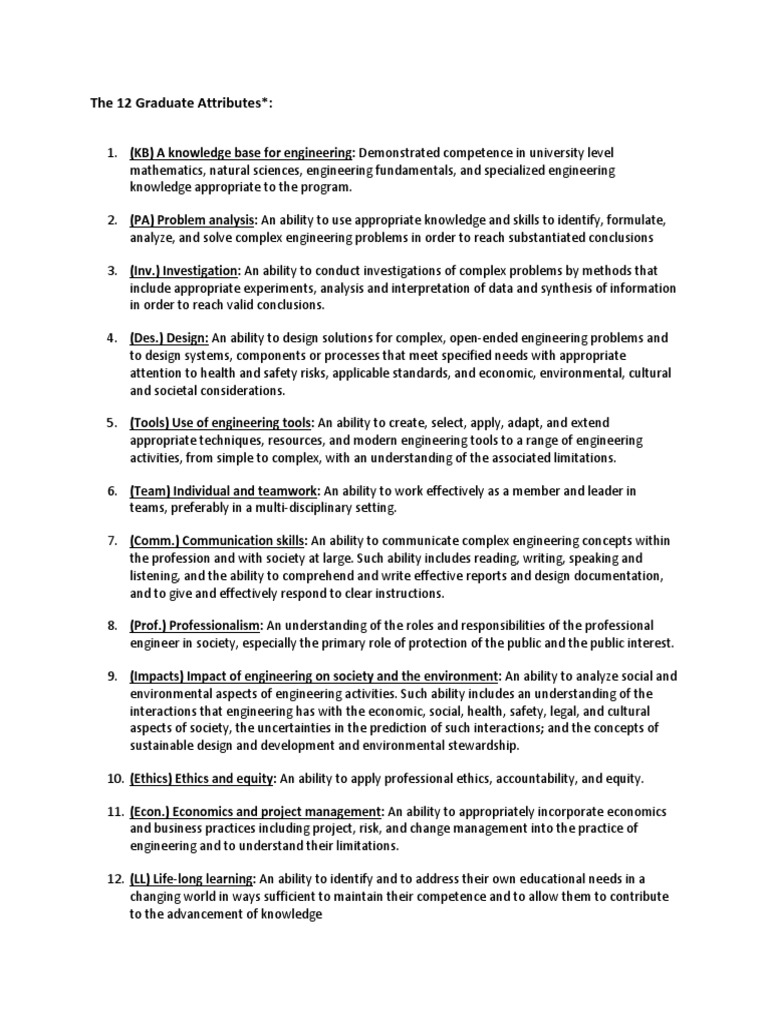 12 Graduate Attributes | Download Free PDF | Engineering | Design