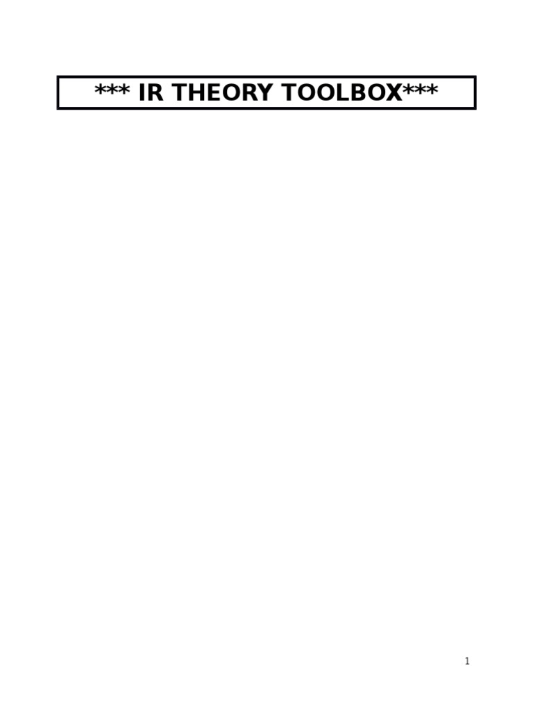 Ir Theory Toolbox | PDF | Global Politics | Political Science