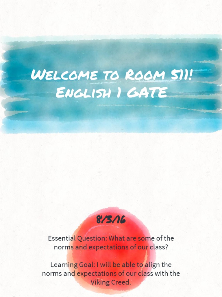 Welcome To Room 511! English 1 GATE | PDF | Narrative | Narration