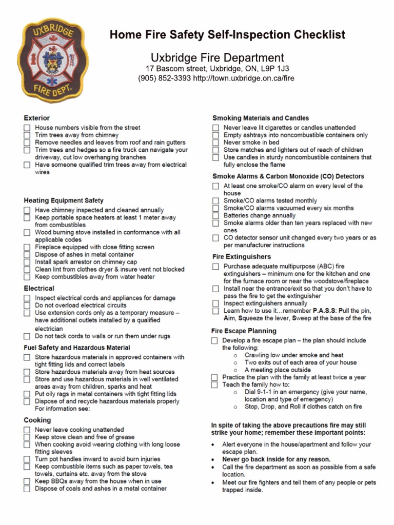 Home Fire Safety Checklist | PDF
