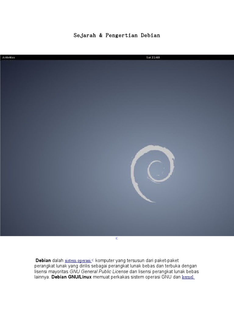 Sejarah, Pengertian, Fungsi, Cara Menginstal DEBIAN. | PDF