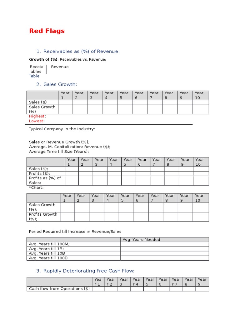 Red Flags Sheet | PDF
