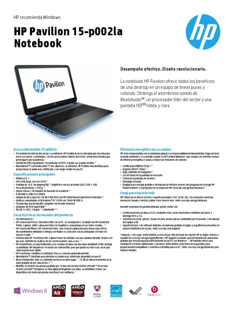 Manual Notebook HP Pav 15 PDF | PDF | Windows 8 | Microsoft Windows