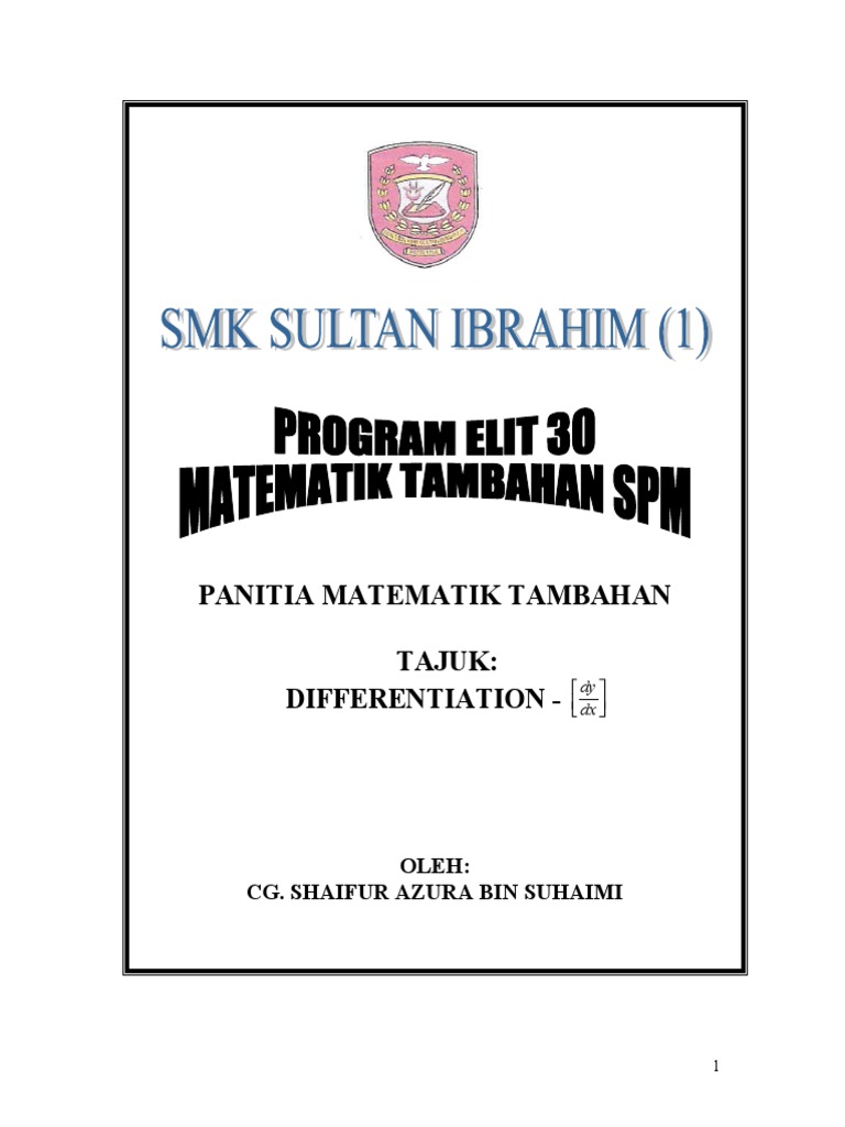 Koleksi Soalan Matematik Tambahan SPM 2004-2009-Differentiation | Download Free PDF | Derivative ...